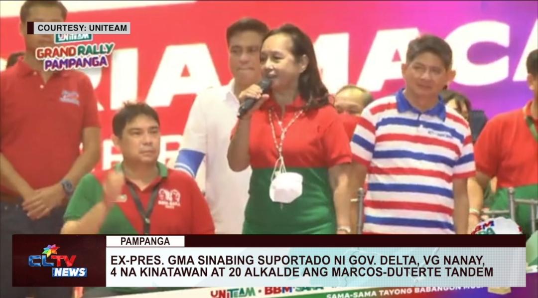 Ex Pres. GMA sinabing suportado ni Gov. Delta, VG Nanay, 4 na kinatawan at 20 alkalde ang Marcos ...